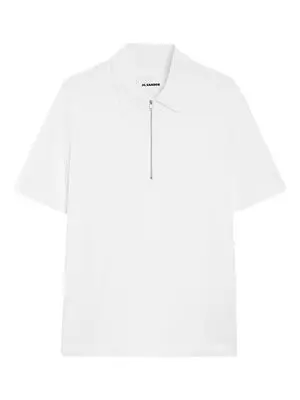 JIL SANDER Zip Short Sleeve Polo - White