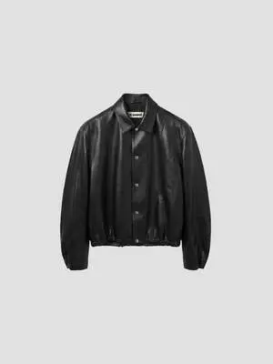 JIL SANDER Blouson Jacket In 100% Bovine Leather - Black