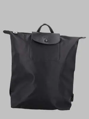 Longchamp Foldable Nylon Backpack With Leather Flap
