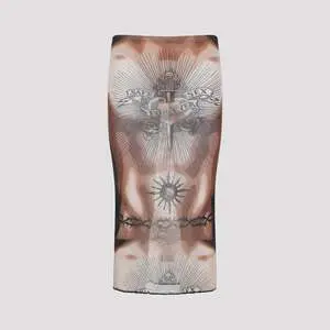JEAN PAUL GAULTIER Tattoo Print Midi Skirt - Multicolour