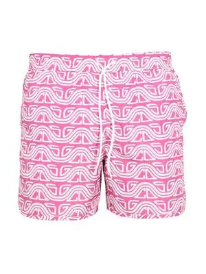 Gcds Waved Print Swim Shorts - Fuchsia