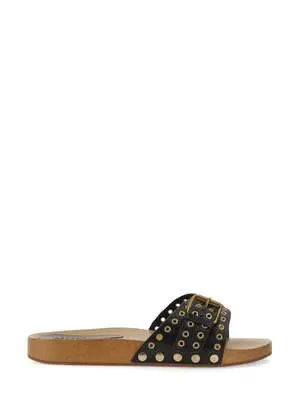 Isabel Marant Étoile Buckled Smooth Cowhide Clogs - Black