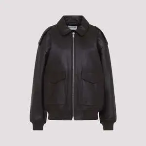 THE FRANKIE SHOP Viper Leather Jacket - Brown