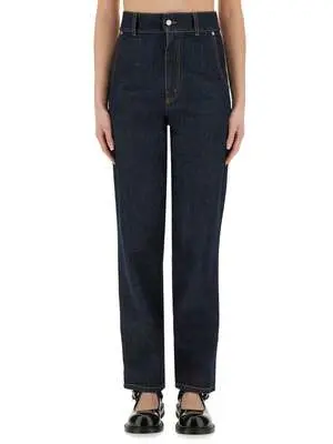 Moschino Laurel Crown Patch Straight Fit Denim Pants