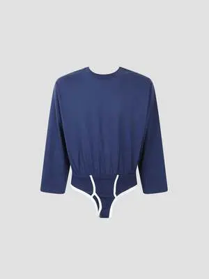 JEAN PAUL GAULTIER Long Sleeve Twisted Bodysuit - Navy