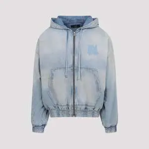 Amiri Ma Denim Zip Hoodie - Blue