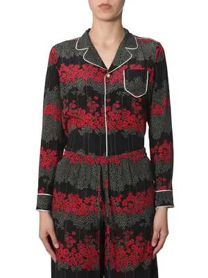 Red Valentino Silk Shirt With Dreaming Peony Print - Black