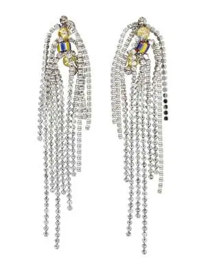 Dries Van Noten Bead And Crystal-embellished Clip-on Earrings - Silver