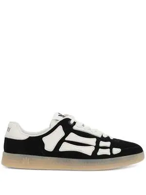 Amiri Suede Low Top Sneakers With Motif Detailing - Black