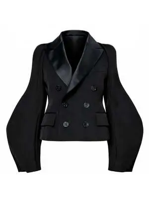 Sacai Double-breasted Jacket With Voluminous Sleeves - Black