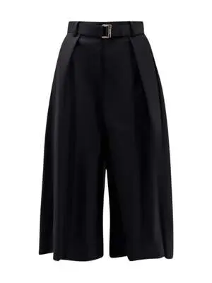 Sacai Wool Blend Bermuda Shorts With Belt - Black
