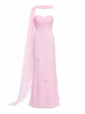 SELF-PORTRAIT Knit Mini Dress With Contrast Trim - Pink