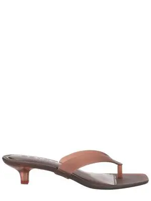 Senso Square Toe Kitten Heel Thong Sandals - Brown