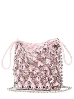 SELF-PORTRAIT Embellished Drawstring Mini Bag - Pink