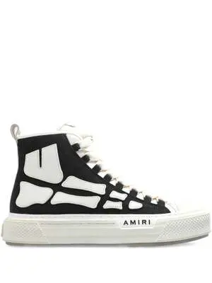 Amiri Premium Leather High Top Sneakers With Bone Detailing - Nero
