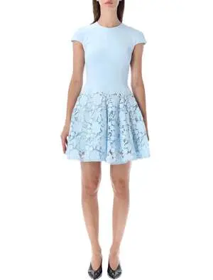 SELF-PORTRAIT Embellished Mini Dress With Peter Pan Collar - Blue