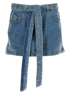Attico Belted Mini Skirt - Denim