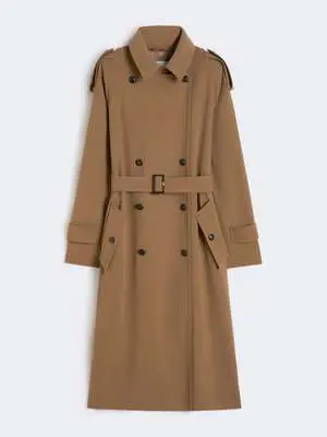 Max Mara Tailored Fit Virgin Wool Trench Coat - Brown