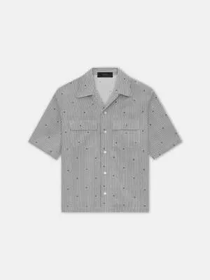 Amiri Mini Pinstripe Camp Shirt - Black