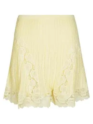 SELF-PORTRAIT Chic Pointelle Knit Mini Skirt - Giallo
