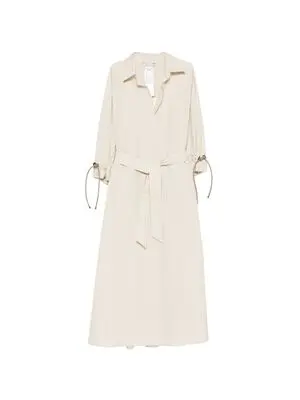 Max Mara Oversized Fit Polo With Matching Belt And Inset Pockets Size - Bianco