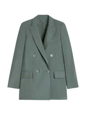 Max Mara Double-breasted Wool And Silk Blazer - Green