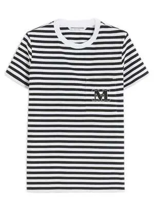 Max Mara Striped Pocket T-shirt With Embroidery - Black
