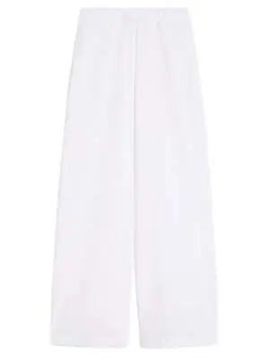 Max Mara Stretch Linen And Viscose Canvas Trousers With Zip Fastening - White