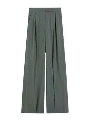 Max Mara Max Mara Wool And Silk Blend Wide-Leg Trousers Green
