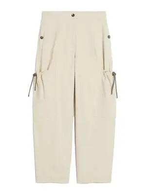 Max Mara Cargo Pocket Cotton Trousers - Beige