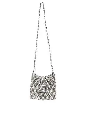 SELF-PORTRAIT Mini Metallic Mesh Bag With Crystals - Argento