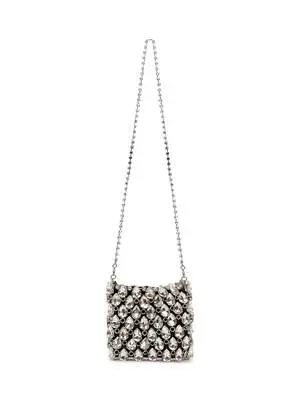SELF-PORTRAIT Embellished Mini Shoulder Bag With Chain Detail - Silver