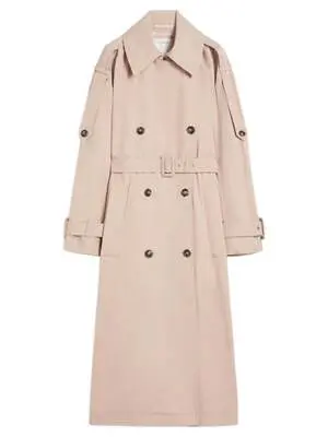Sportmax Double-breasted Belted Jacket With Embellishments - Beige