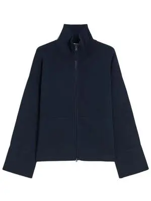 Max Mara Full-zip Cardigan With Embroidered Logo - Blue