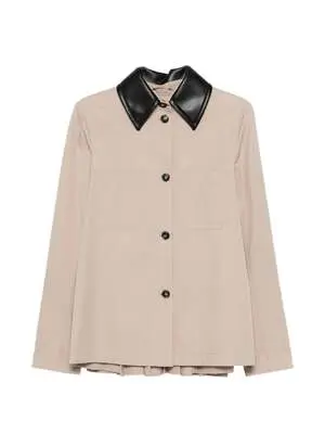 Sportmax Leather Collared Jacket - Beige