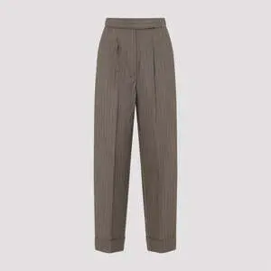 Max Mara Pinstripe Wool Pants - Brown