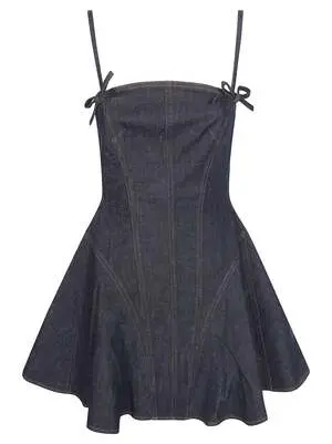 SELF-PORTRAIT Charming Bow Mini Dress For Modern - Blu