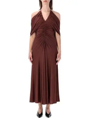 SELF-PORTRAIT Halterneck Draped Midi Dress