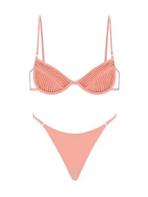 SELIA RICHWOOD Pleated Triangle Bikini Set - Pink