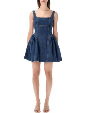 SELF-PORTRAIT Exposed Back Skater Skirt Size - Blue