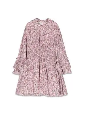 SIMONETTA Floral Print Mini Dress With Ruffled Collar And Sleeves