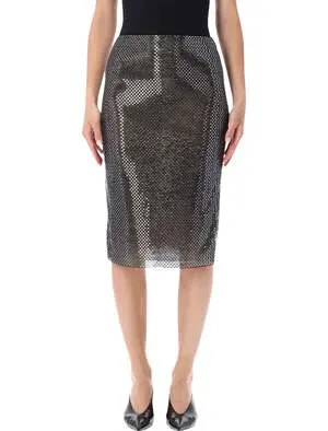 SELF-PORTRAIT Rhinestone-embellished Midi Skirt