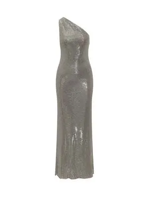 SELF-PORTRAIT Metallic Long Sleeve Suit Dress - Grey