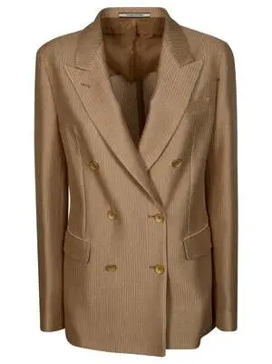 Tagliatore Double Breasted Blazer - Beige
