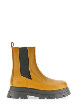 Ash Mustang Knee-high Leather Boots With Studded Heel - Beige