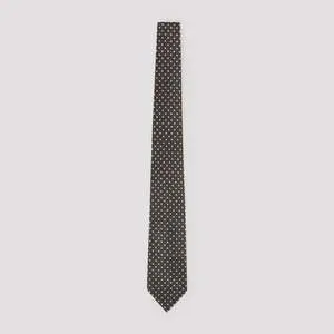 TOM FORD Polka Dot Printed Neck Tie - Brown