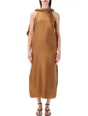 LOULOU Demi Embroidered Silk-twill Mini Dress - Macadamia