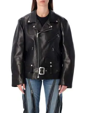 Junya Watanabe Asymmetrical Zip Leather Biker Jacket