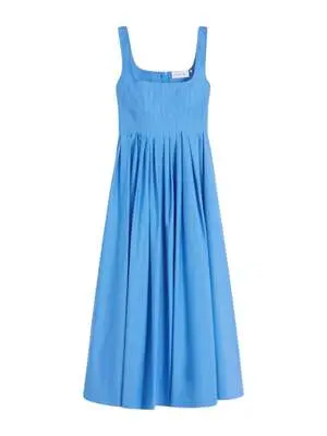 Sportmax Fitted Waist Flared Skirt Dress With Square Neckline - Light Blue