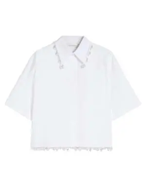 Max Mara Sportmax Cotton Poplin Shirt With Pearl Embellishments - White